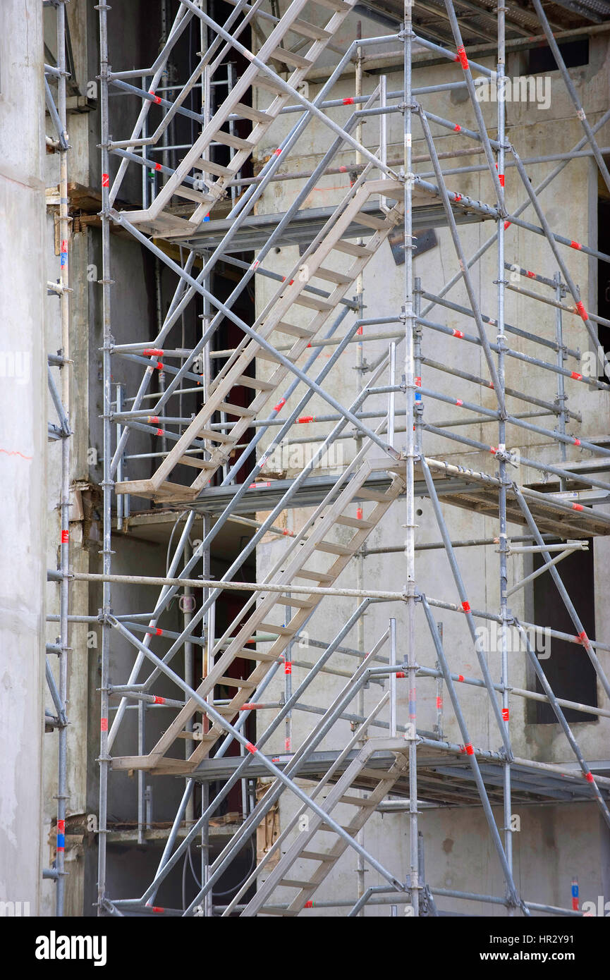Extensive scaffolding providing platforms, work in progress on new ...