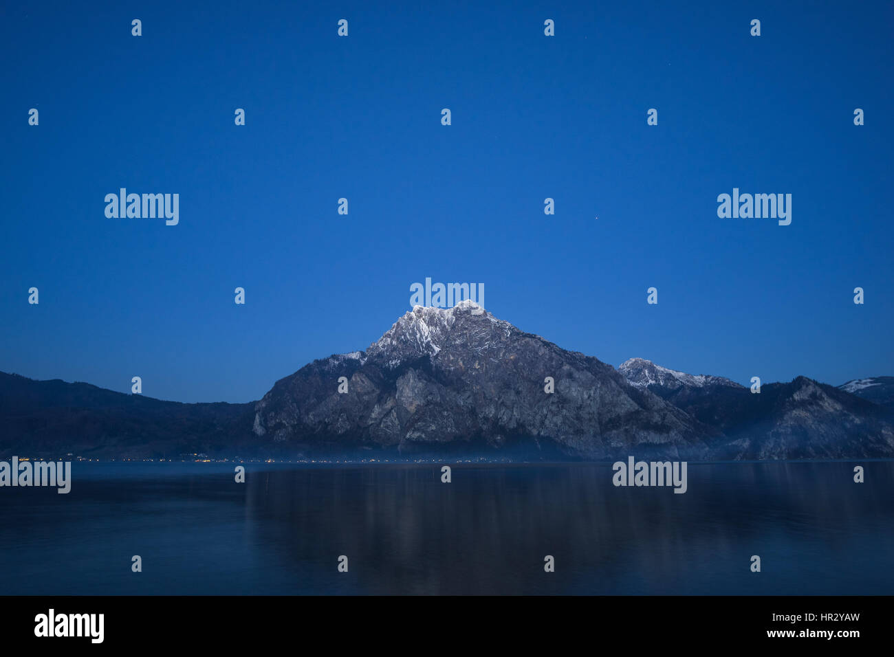 Alpine landscape with hazy lights Stock Photo - Alamy
