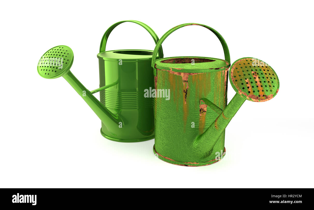 New and old water can isolated on the white background. Before and ...