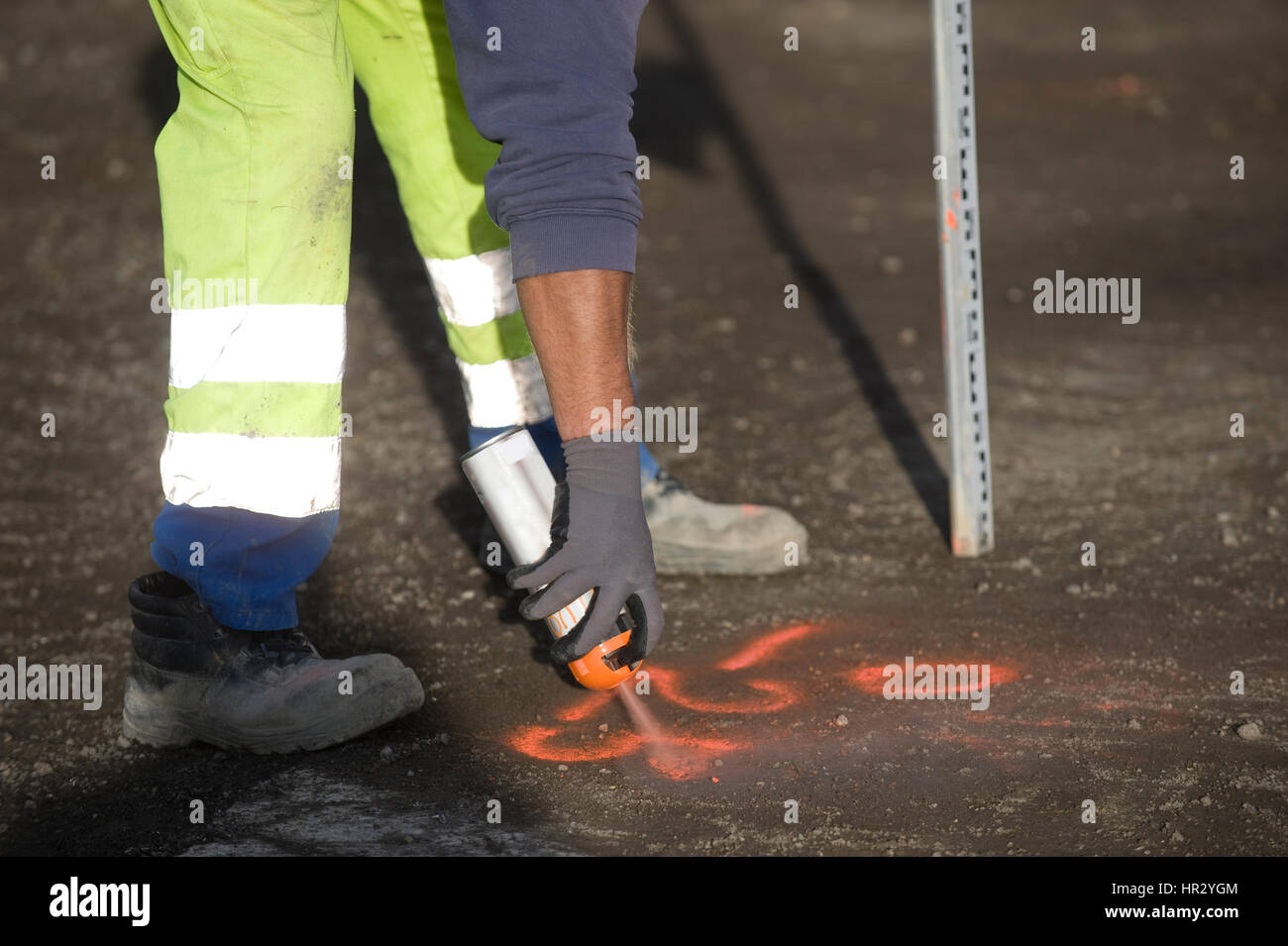 Construction marks road spray paint hi-res stock photography and images ...