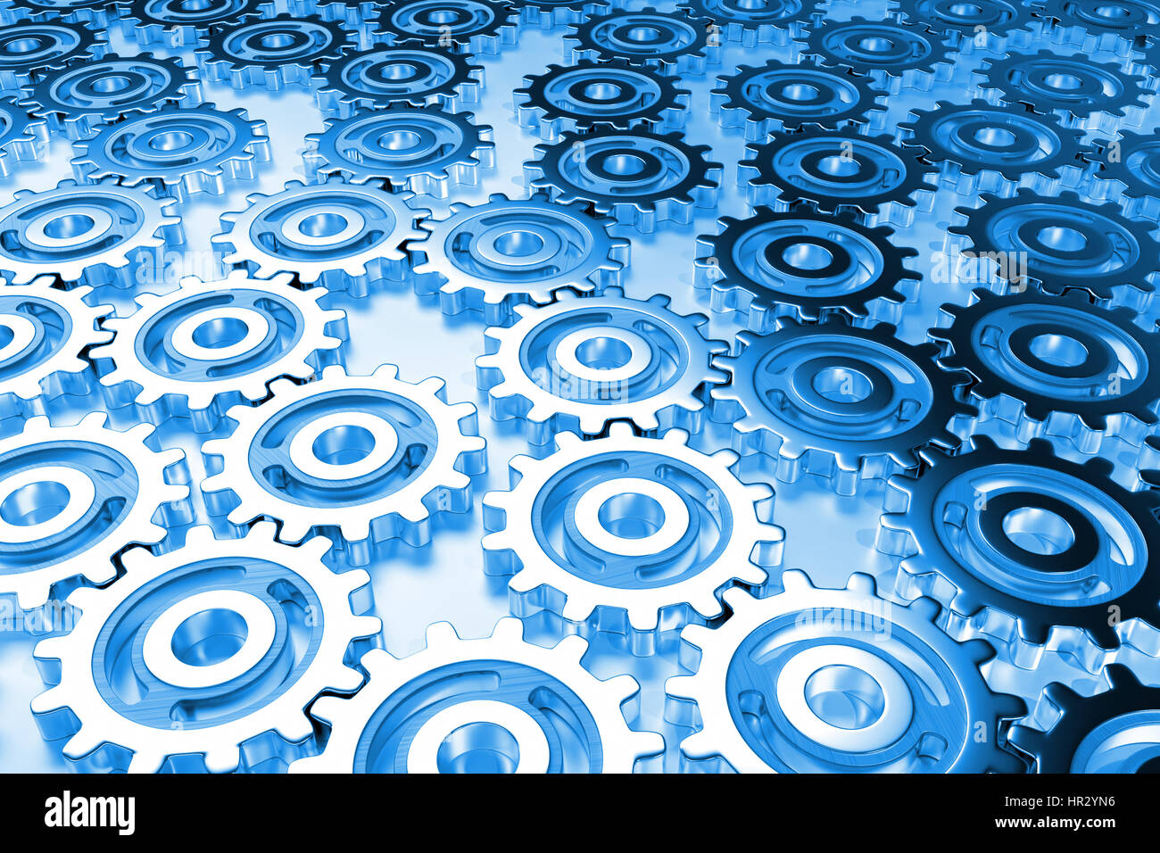 blue gear wheel filled space Stock Photo - Alamy