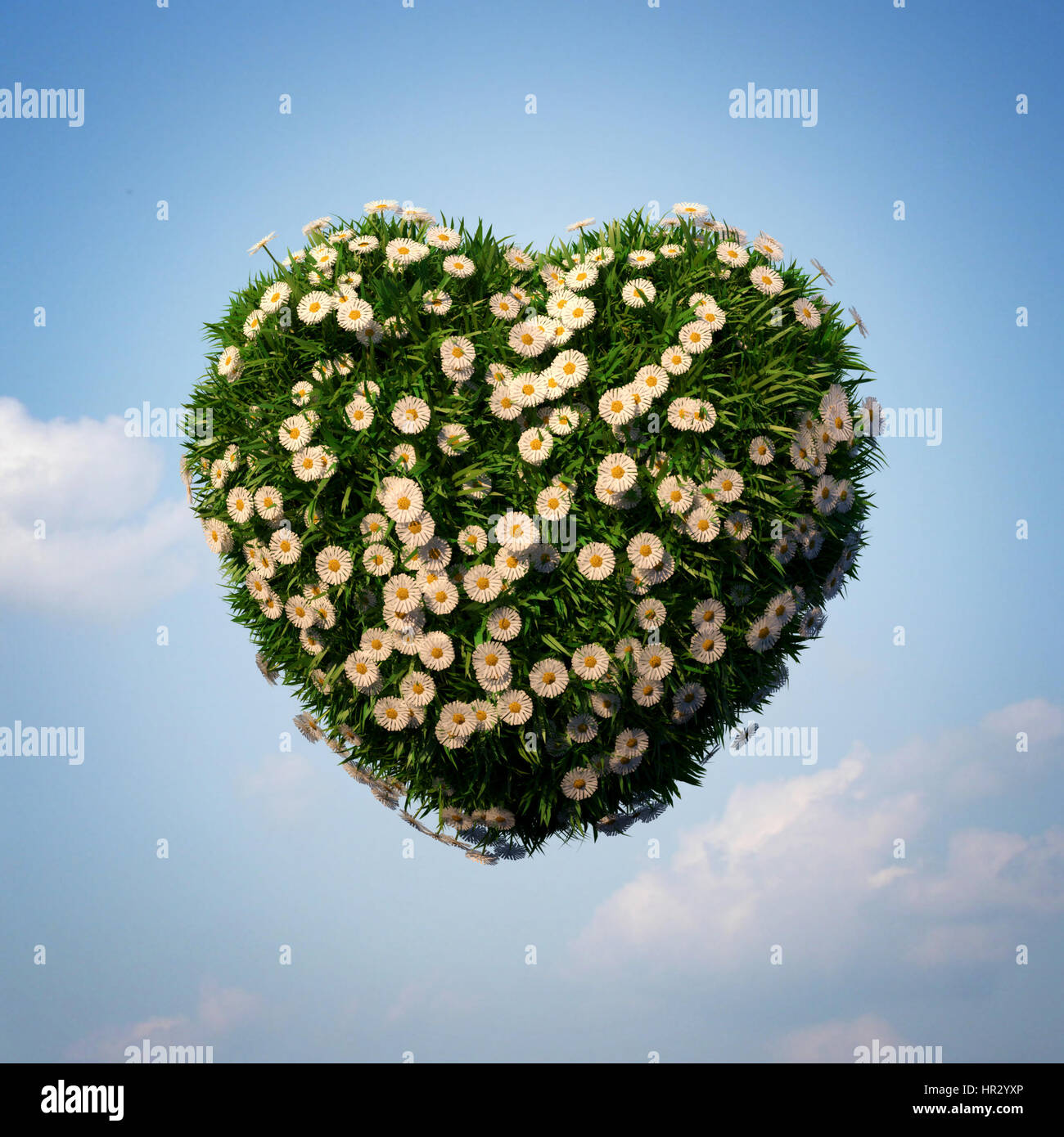 heart-shaped meadow hovering in the sky Stock Photo - Alamy