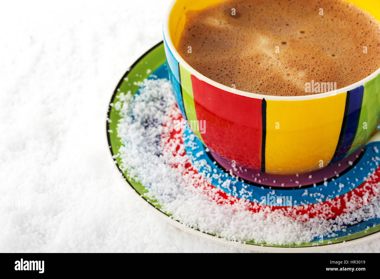 Hot chocolate in a bright and colourful cup Stock Photo - Alamy