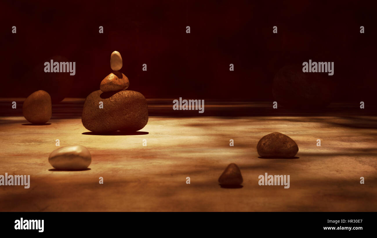 relaxing warm lit still life with rocks Stock Photo - Alamy