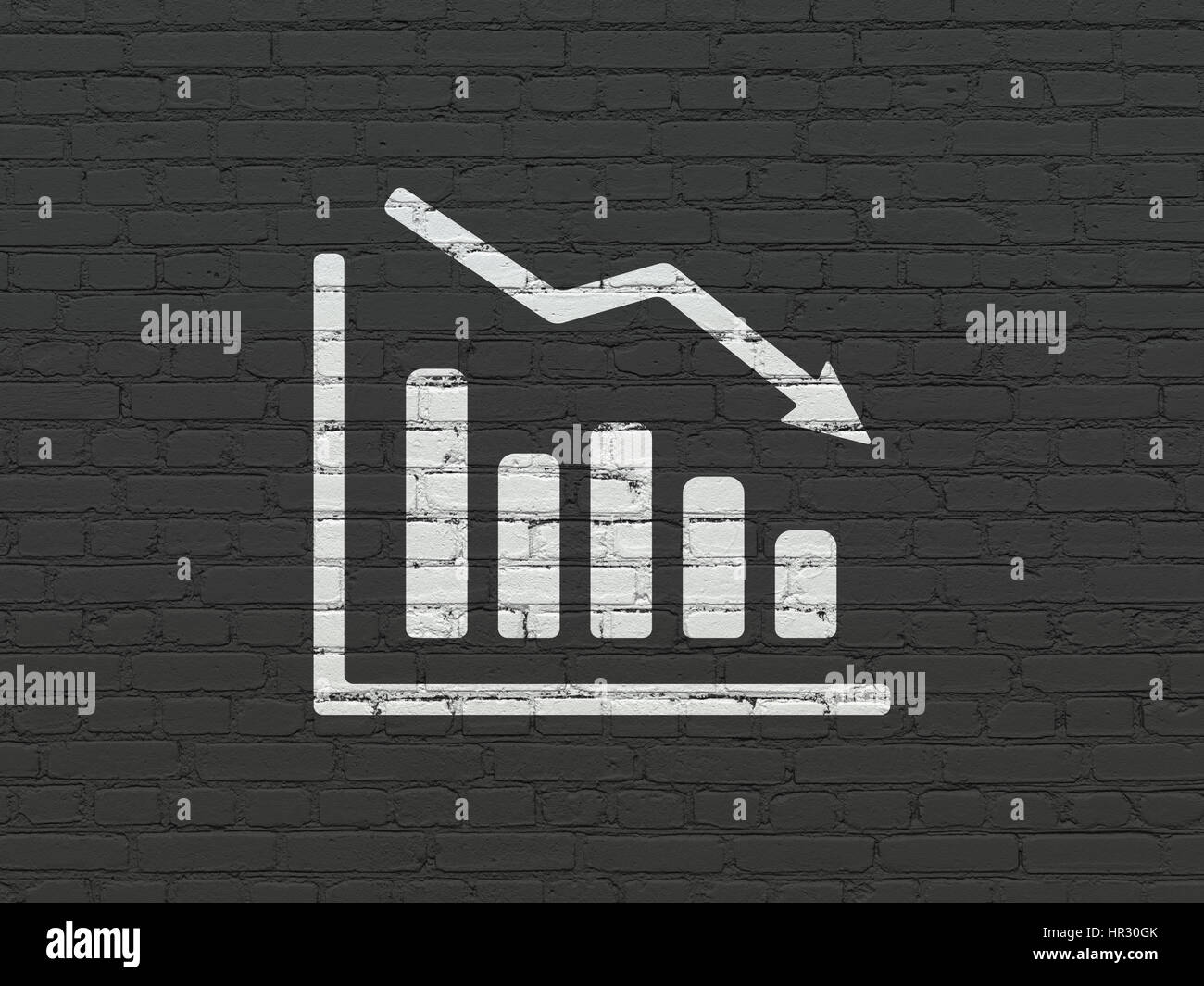 Advertising concept: Decline Graph on wall background Stock Photo - Alamy