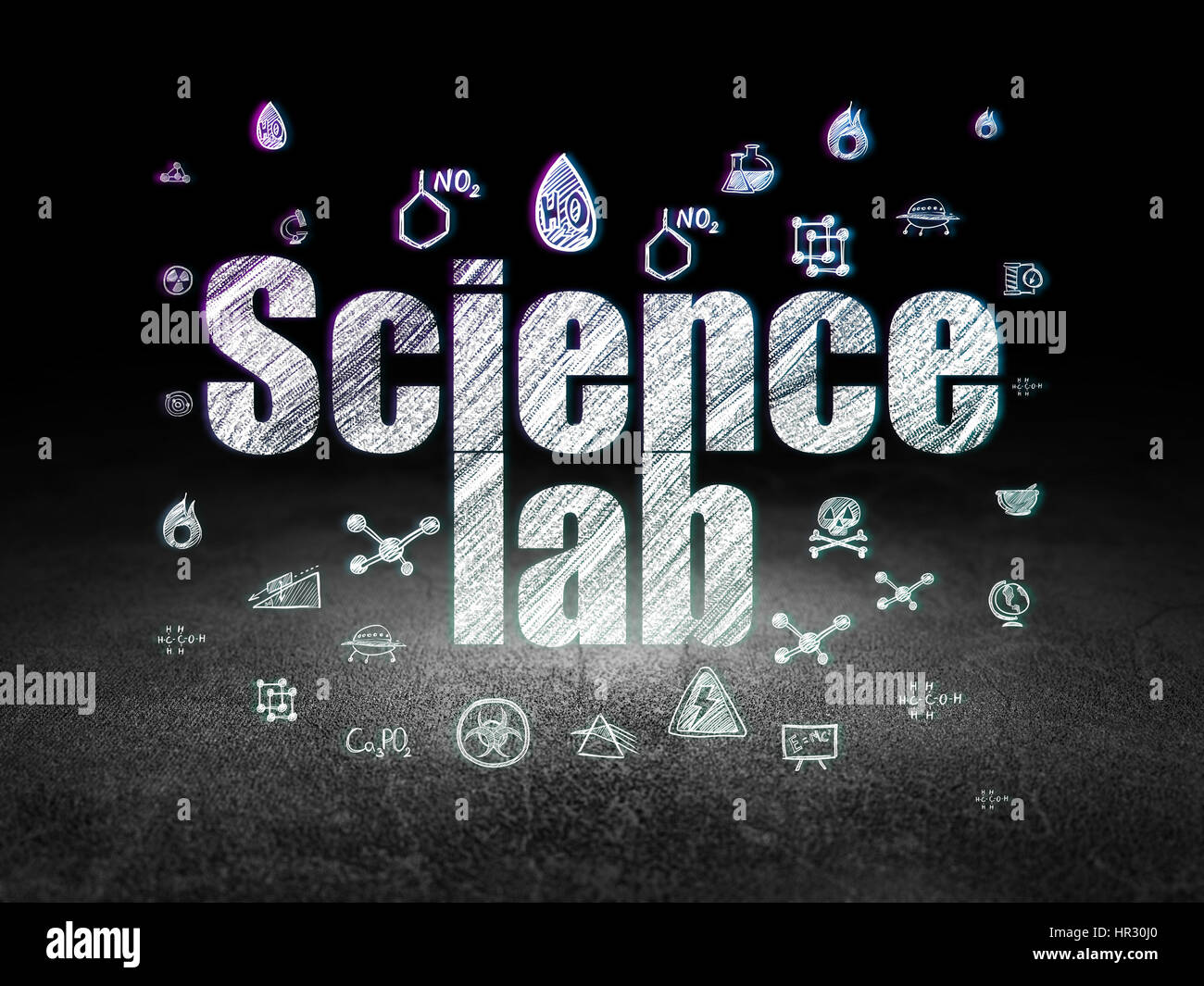 Science concept: Science Lab in grunge dark room Stock Photo - Alamy