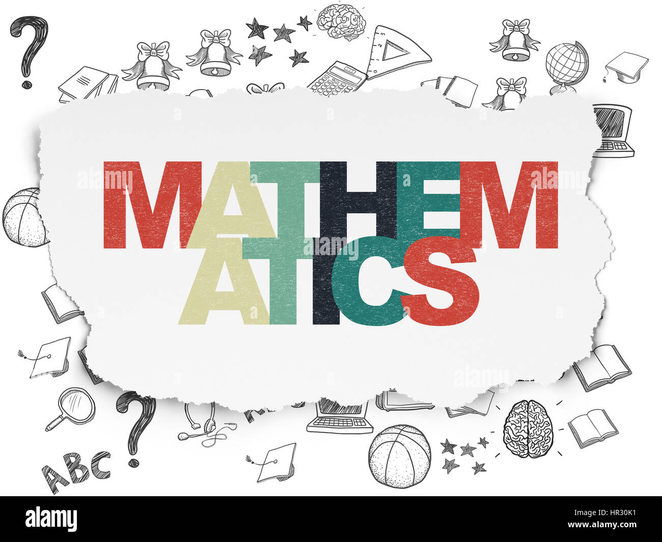 Education concept: Mathematics on Torn Paper background Stock Photo - Alamy