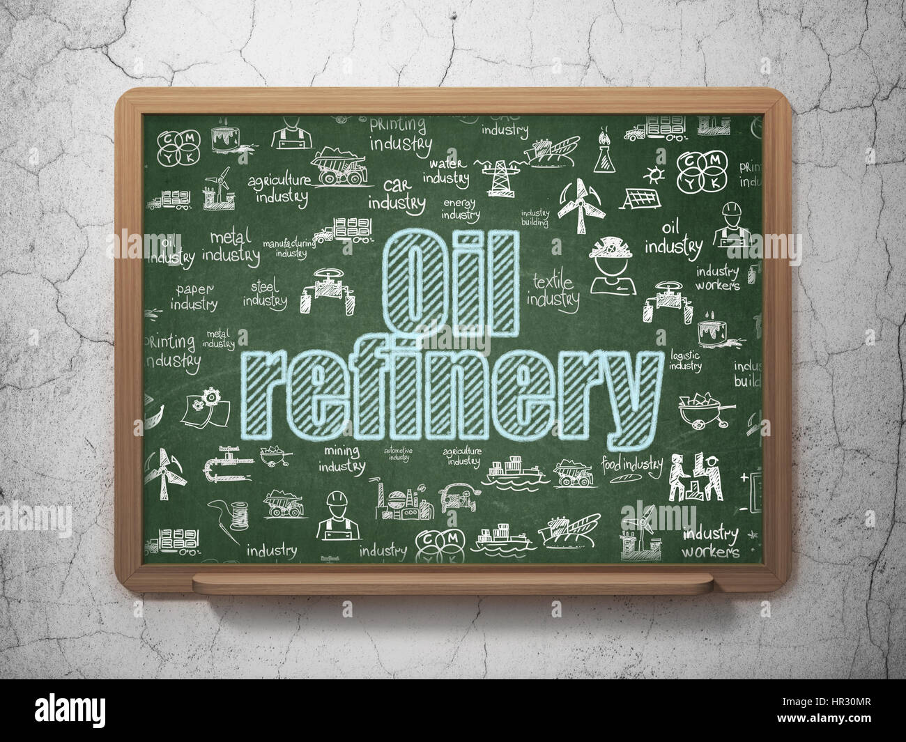 Manufacuring concept: Oil Refinery on School board background Stock ...