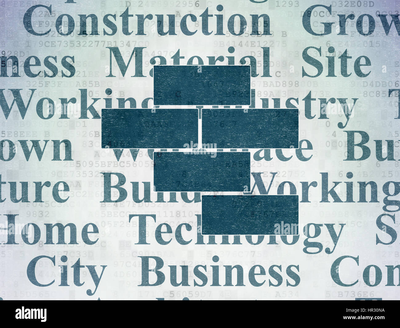 Building construction concept: Bricks on Digital Data Paper background ...