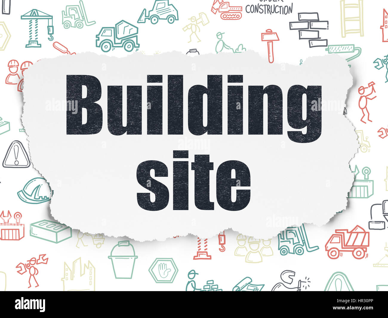 Construction concept: Building Site on Torn Paper background Stock ...