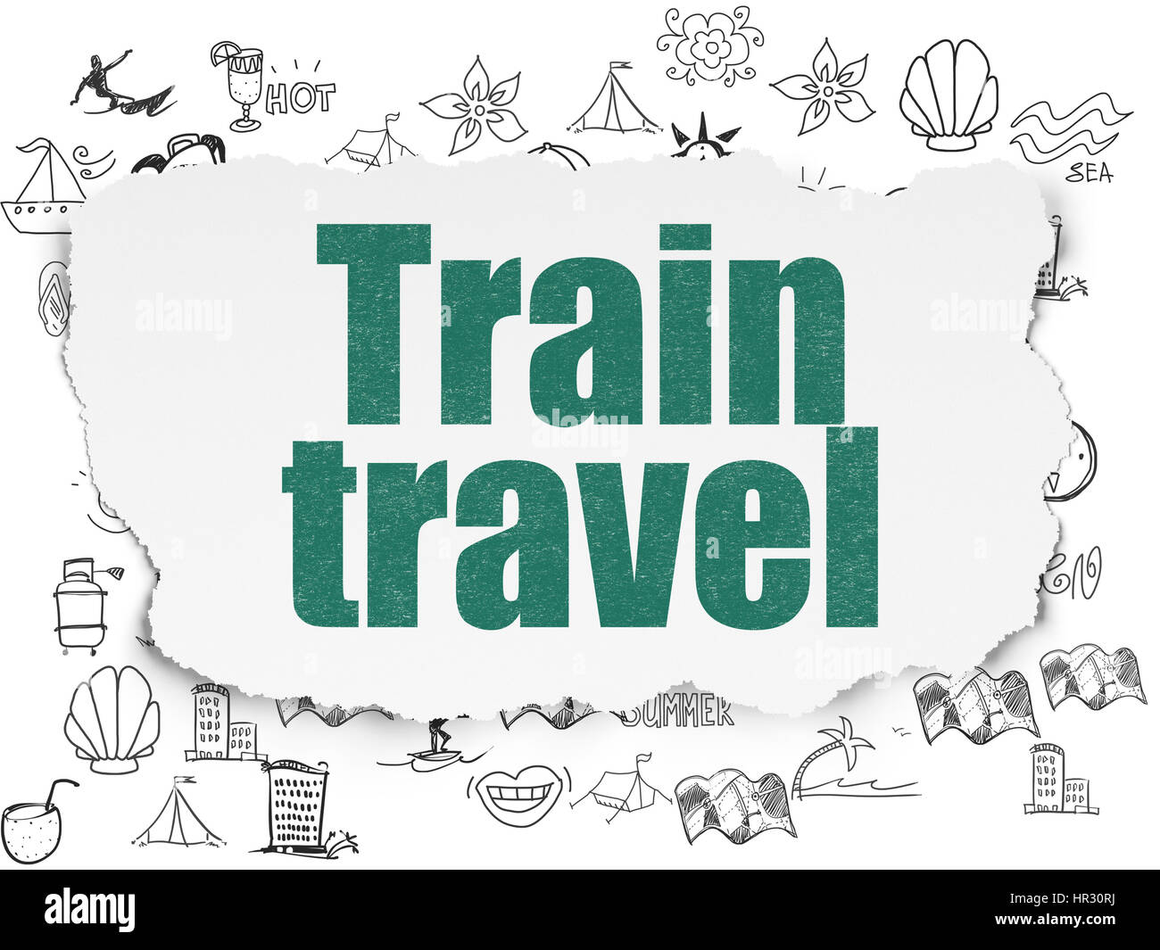 Travel concept: Train Travel on Torn Paper background Stock Photo - Alamy