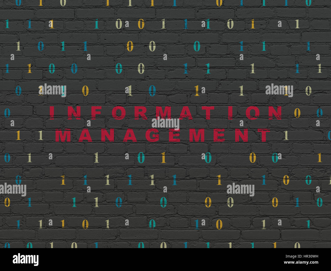 Data concept: Information Management on wall background Stock Photo - Alamy