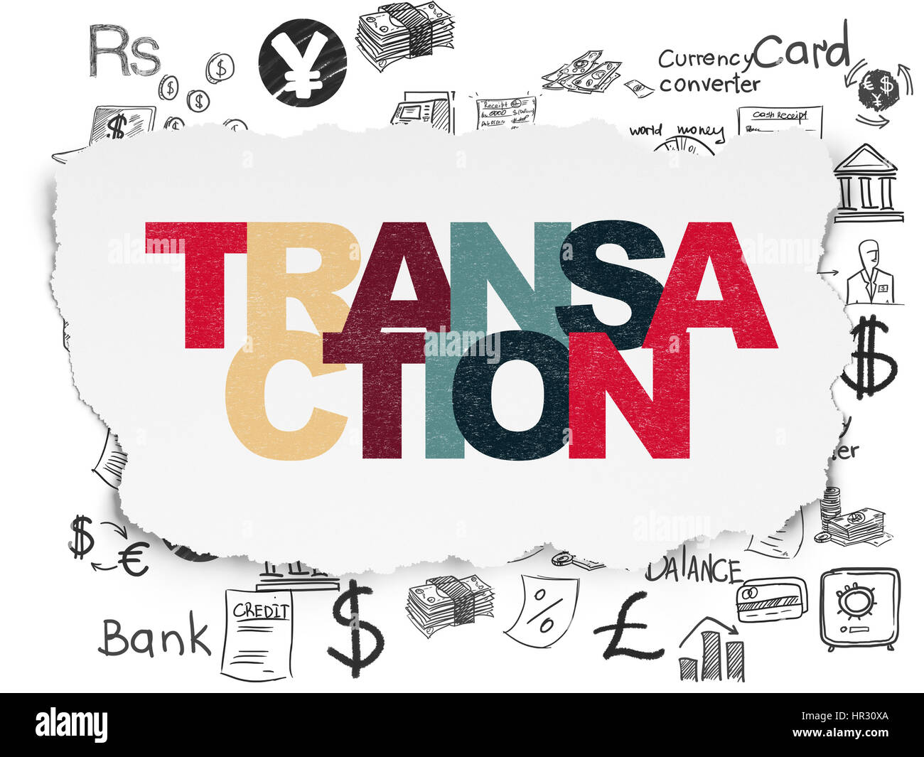 Banking concept: Transaction on Torn Paper background Stock Photo - Alamy