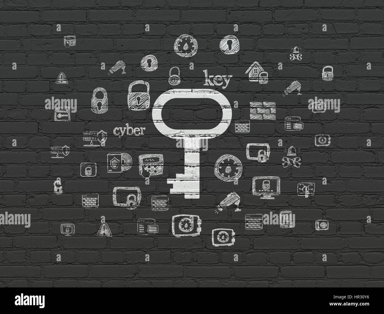 Security concept: Key on wall background Stock Photo - Alamy