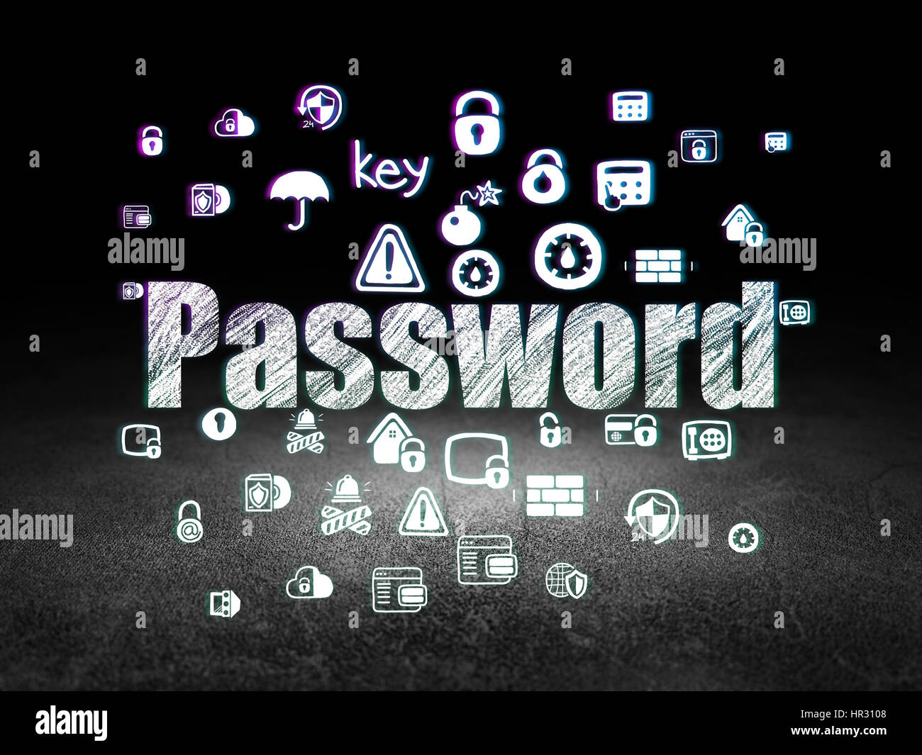 Safety concept: Password in grunge dark room Stock Photo - Alamy
