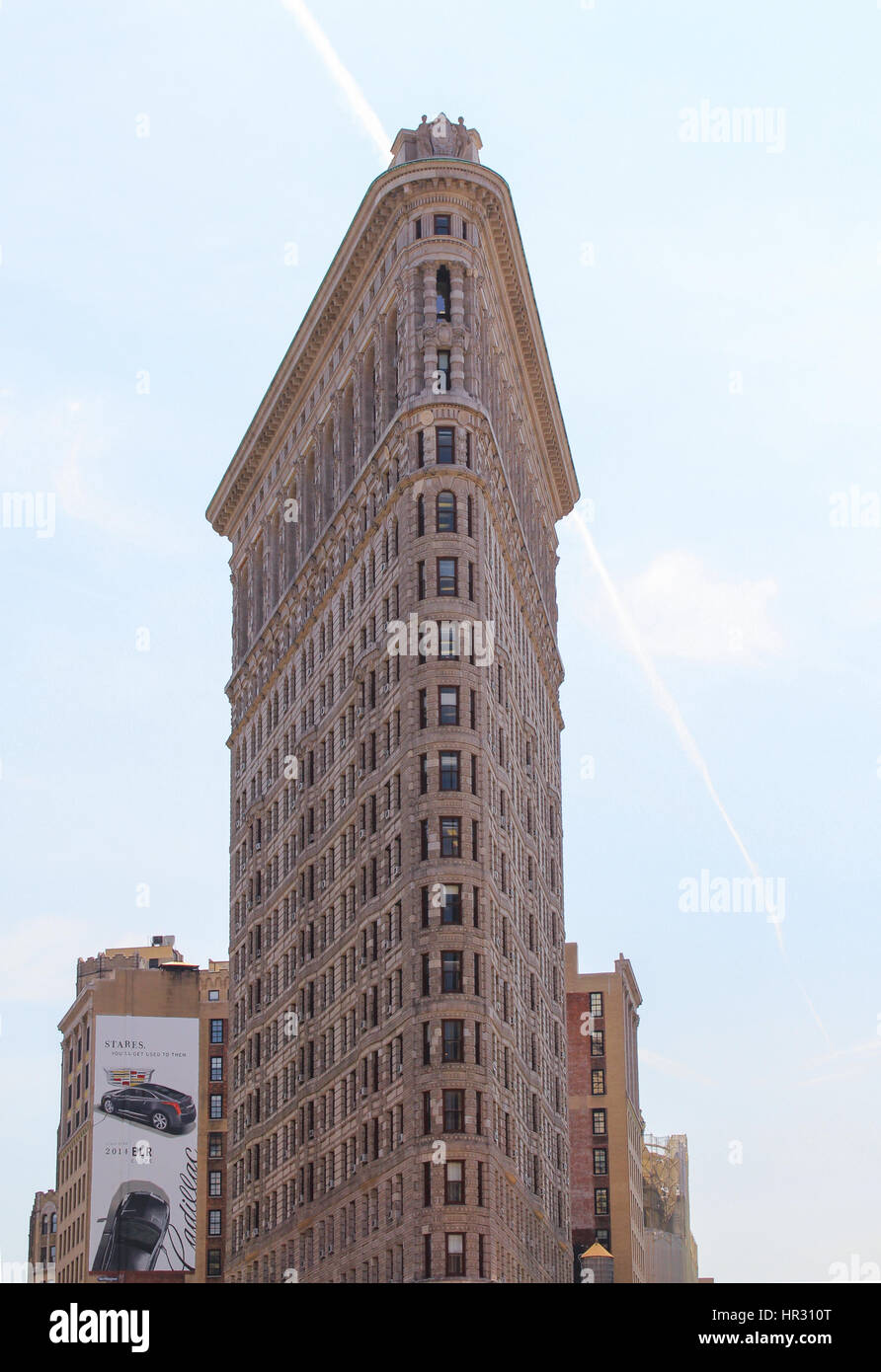 NEW YORK, USA - April 25, 2014: Flat Iron building, completed in 1902 ...