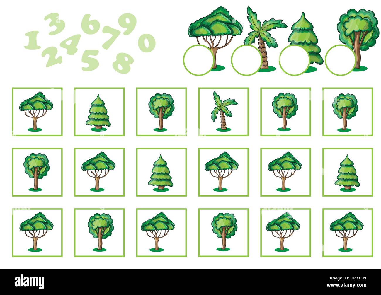 Counting Game for Children with trees. Educational mathematical game in ...