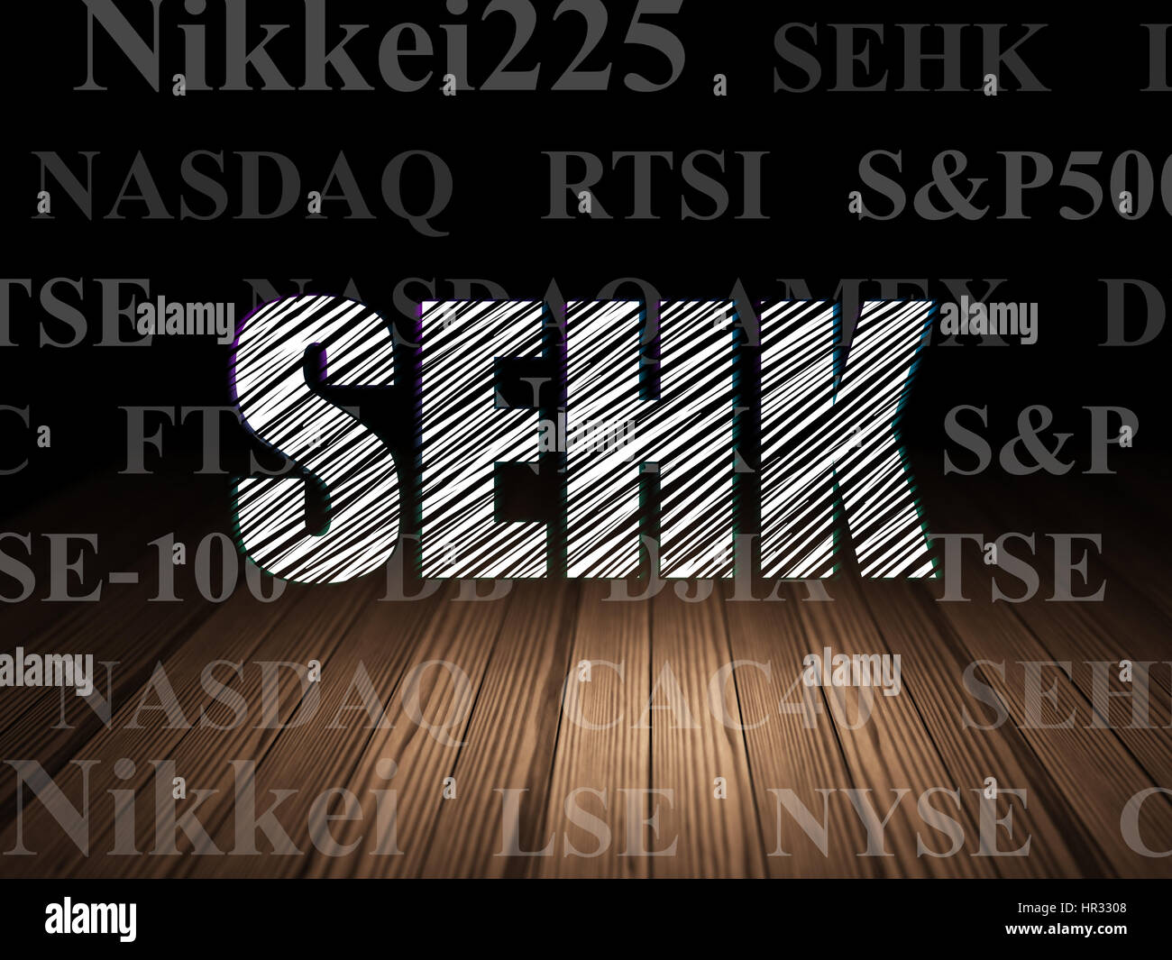 Stock market indexes concept: SEHK in grunge dark room Stock Photo - Alamy