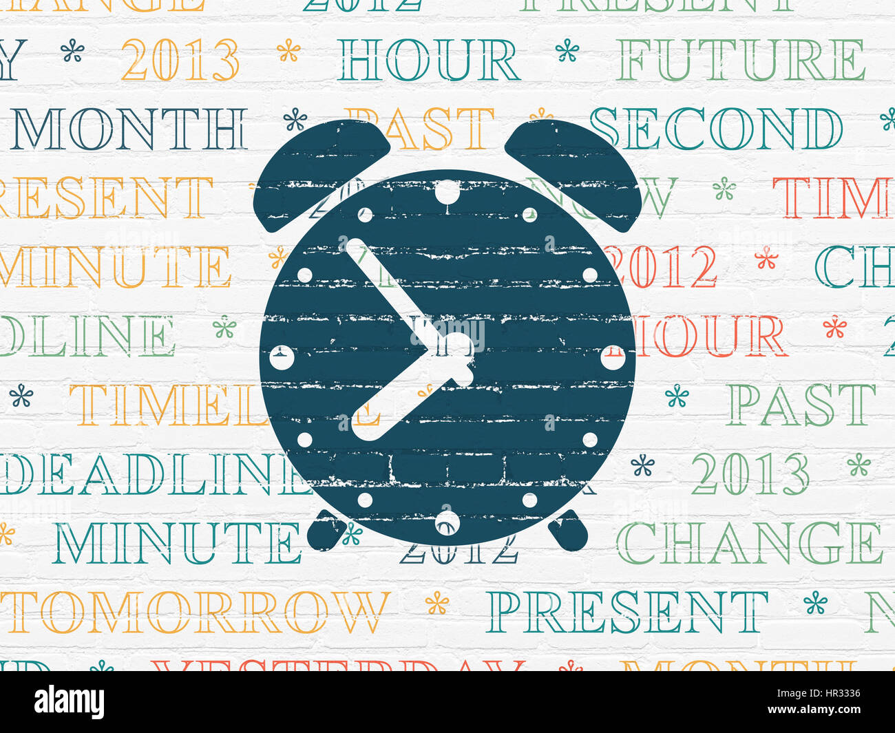 Timeline concept: Alarm Clock on wall background Stock Photo - Alamy