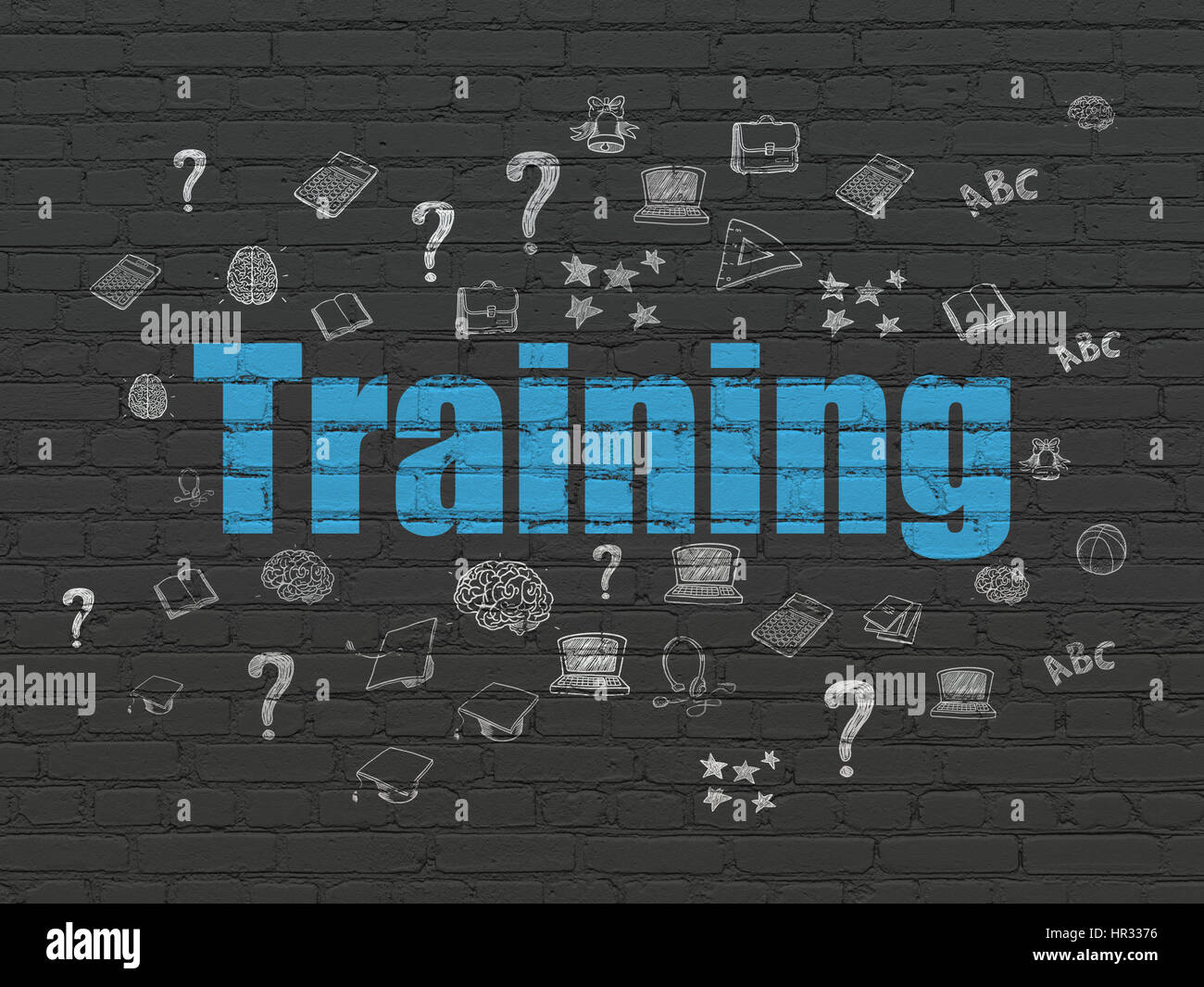 Studying concept: Training on wall background Stock Photo - Alamy