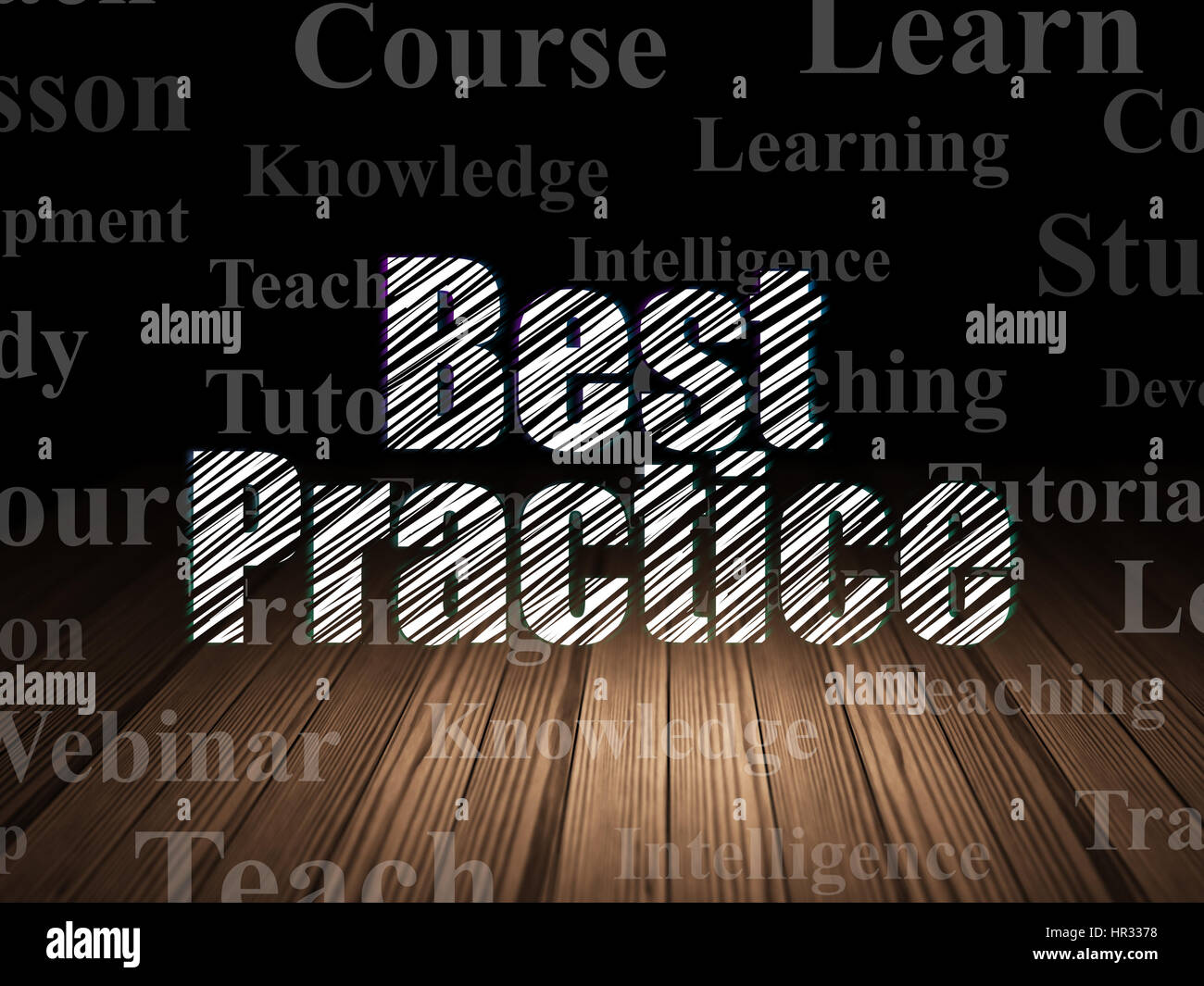 Learning concept: Best Practice in grunge dark room Stock Photo - Alamy