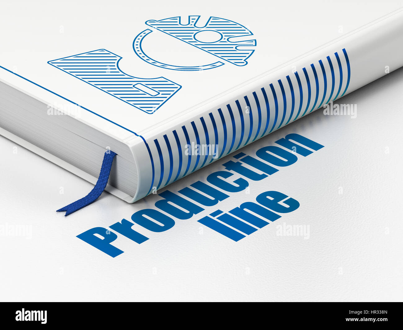 Industry concept: book Factory Worker, Production Line on white ...