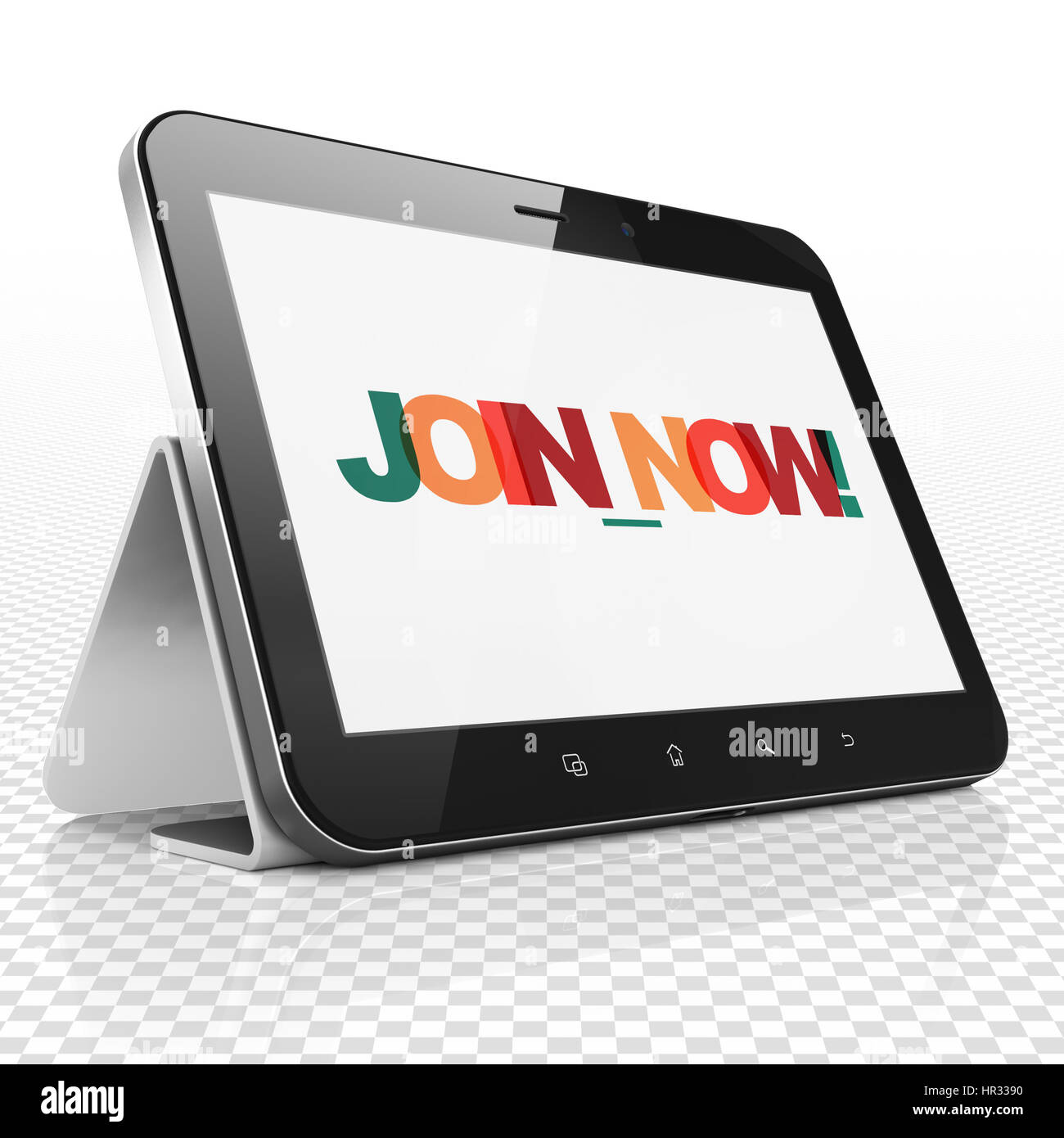 Social network concept: Tablet Computer with Join now! on display Stock ...