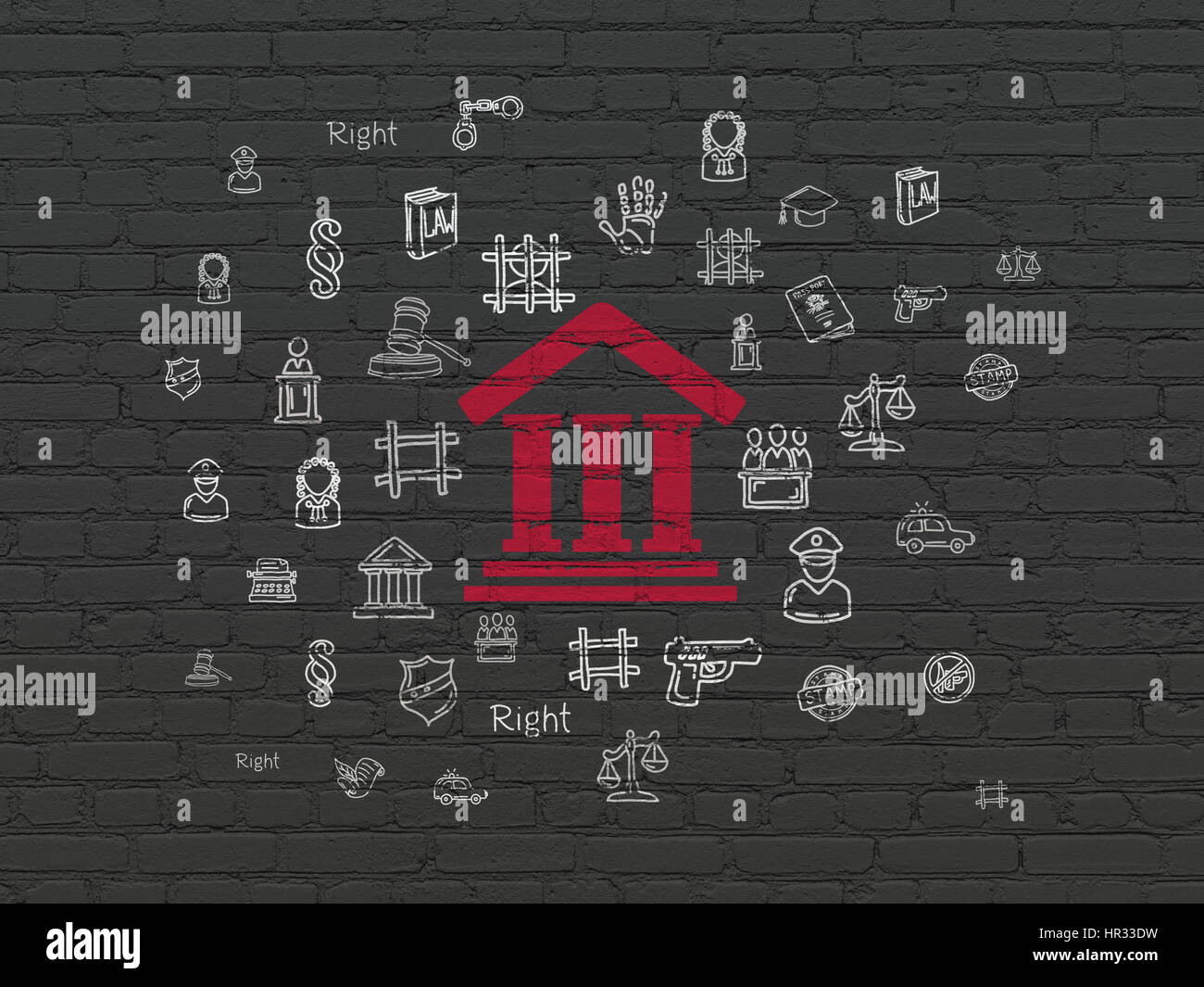 Law concept: Courthouse on wall background Stock Photo - Alamy