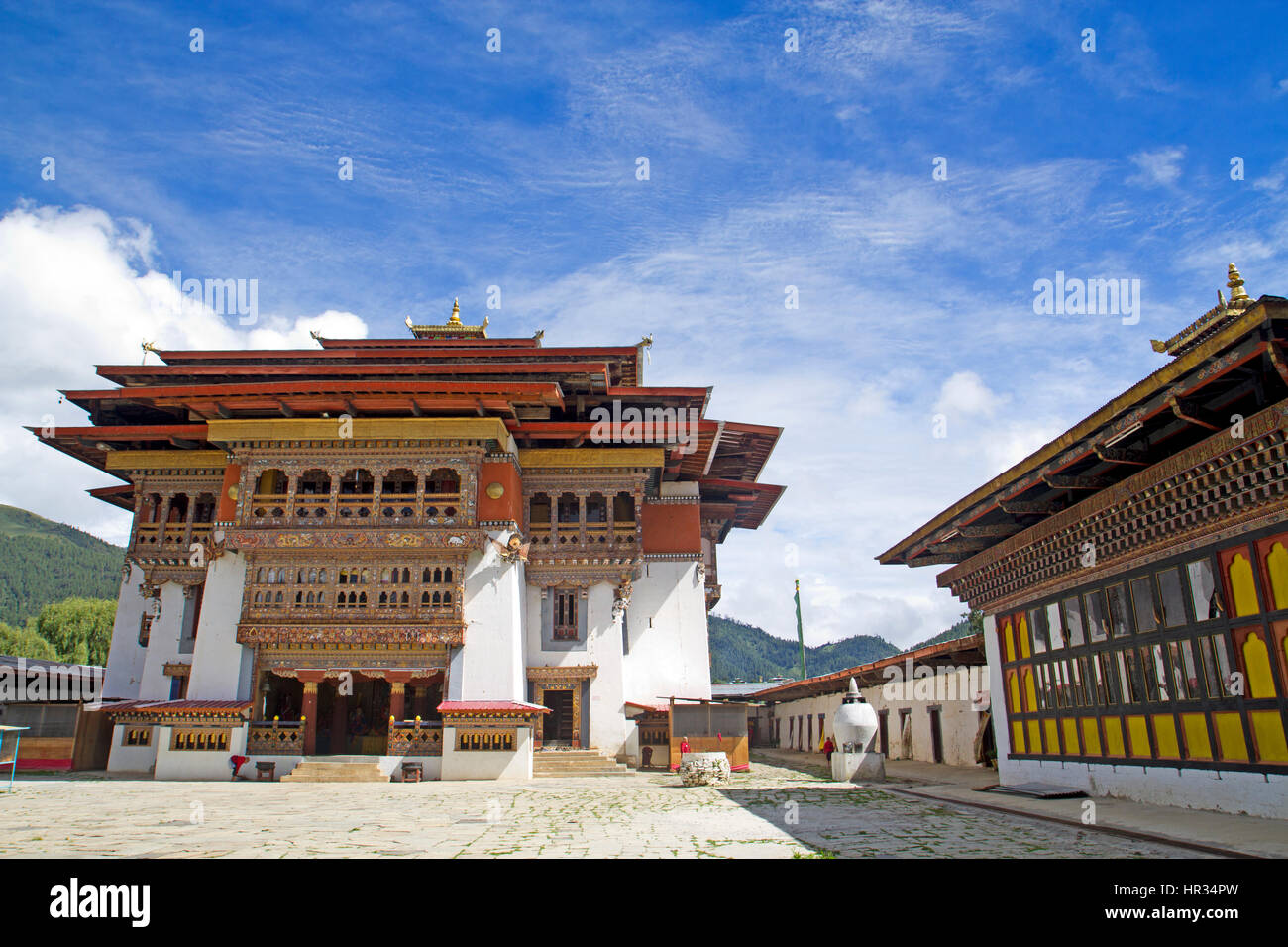 Gangtey Monastery above the Phobjikha Valley in Bhutan Stock Photo - Alamy