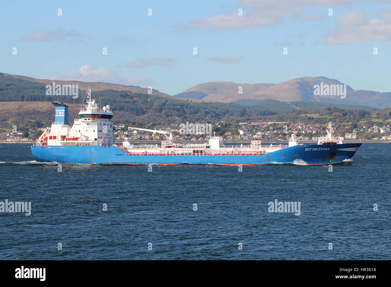 The chemical tanker BIT Oktania passing Cloch Point on the Firth of ...