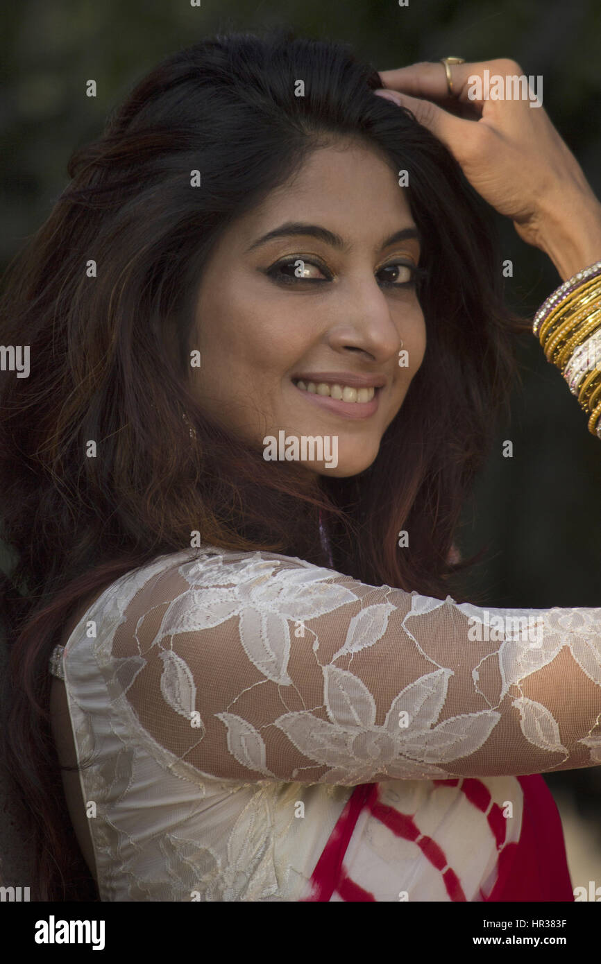 Beauty girl sitting with saree hi-res stock photography and images - Alamy