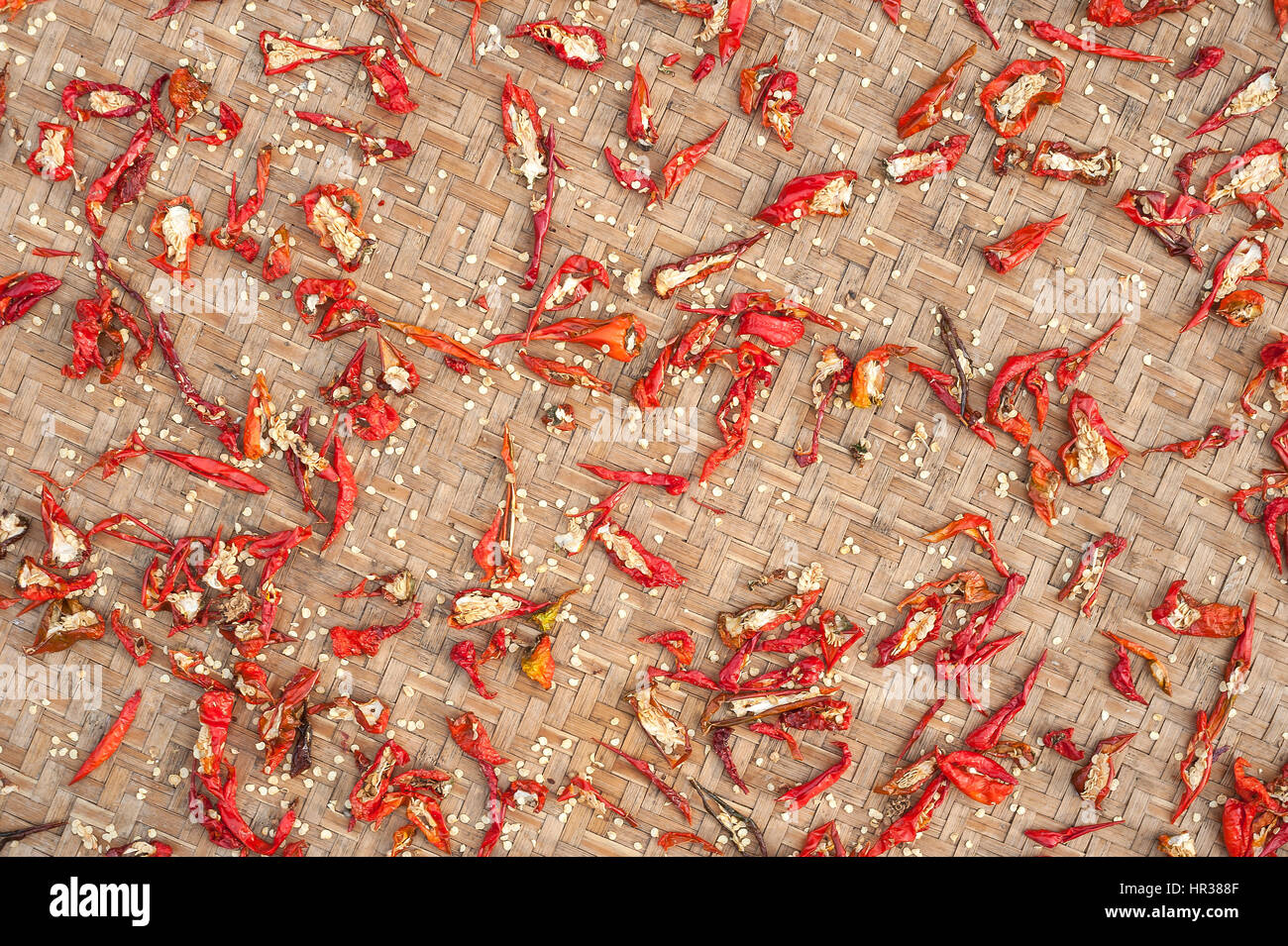 Red chili pepper drying in hi-res stock photography and images - Alamy