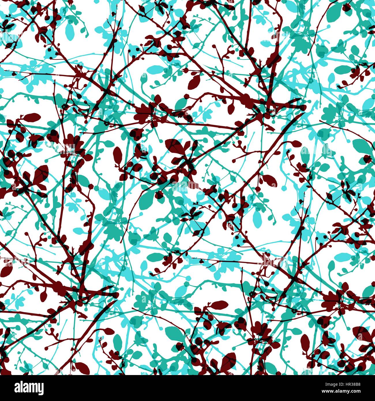 Seamless vector pattern with teal tree branches Stock Vector Image ...