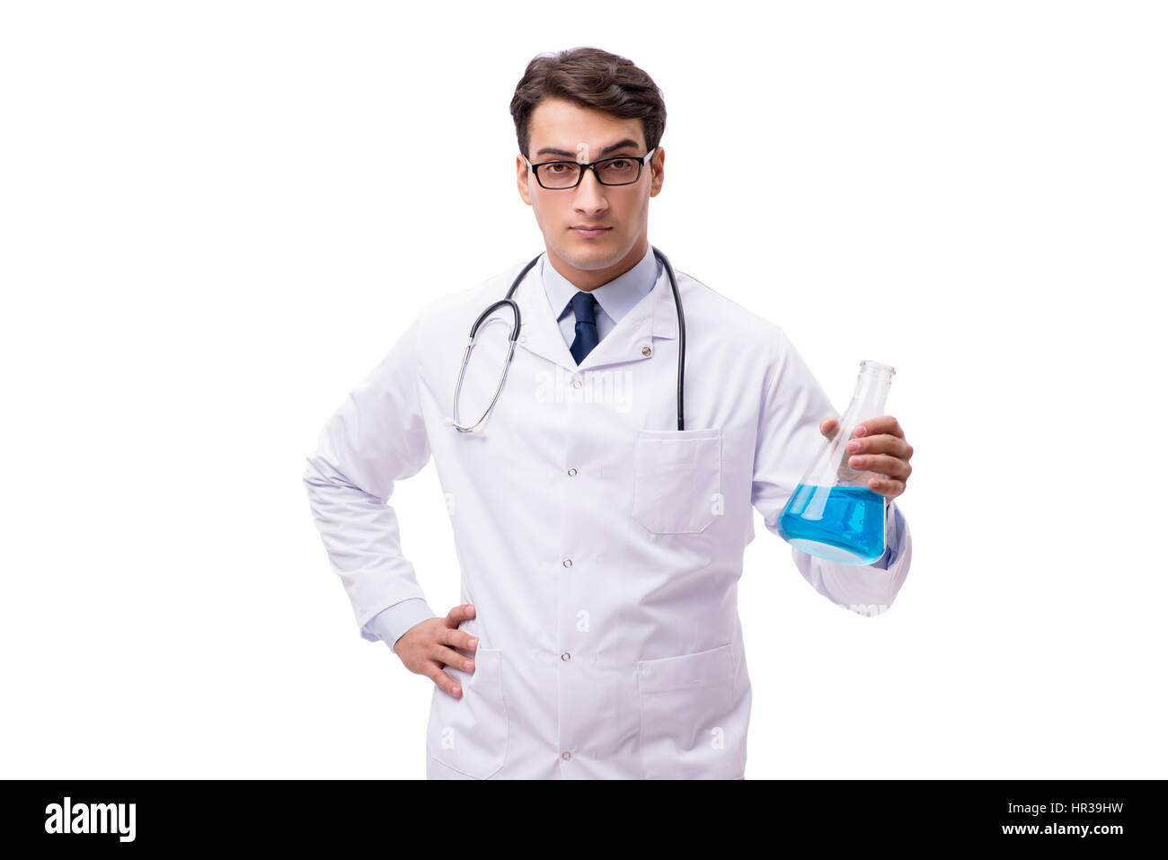 Lab scientist isolated on white background Stock Photo - Alamy