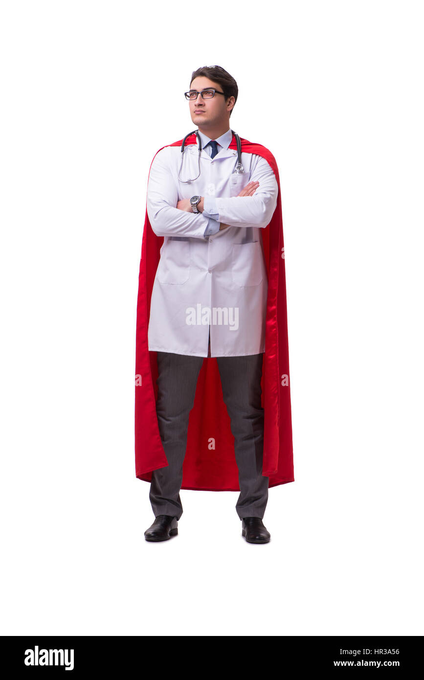 Super hero doctor isolated on white Stock Photo - Alamy