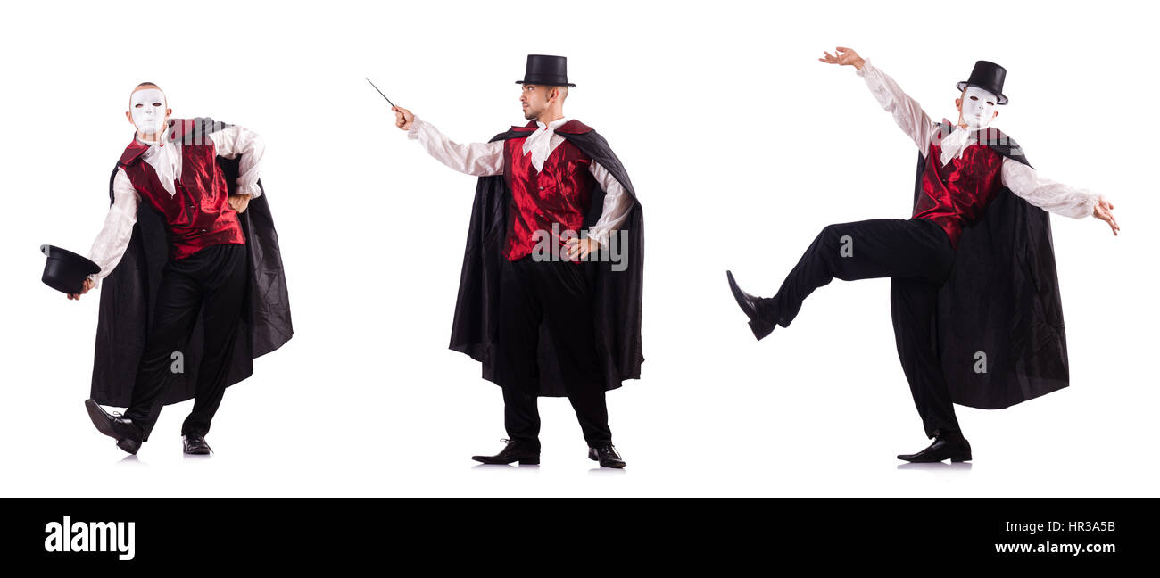 Man magician isolated on white Stock Photo - Alamy