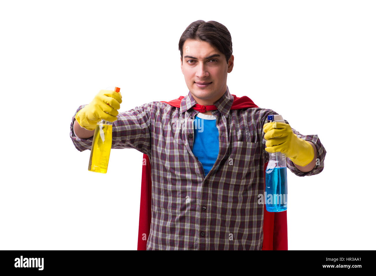 Super hero cleaner isolated on white Stock Photo - Alamy