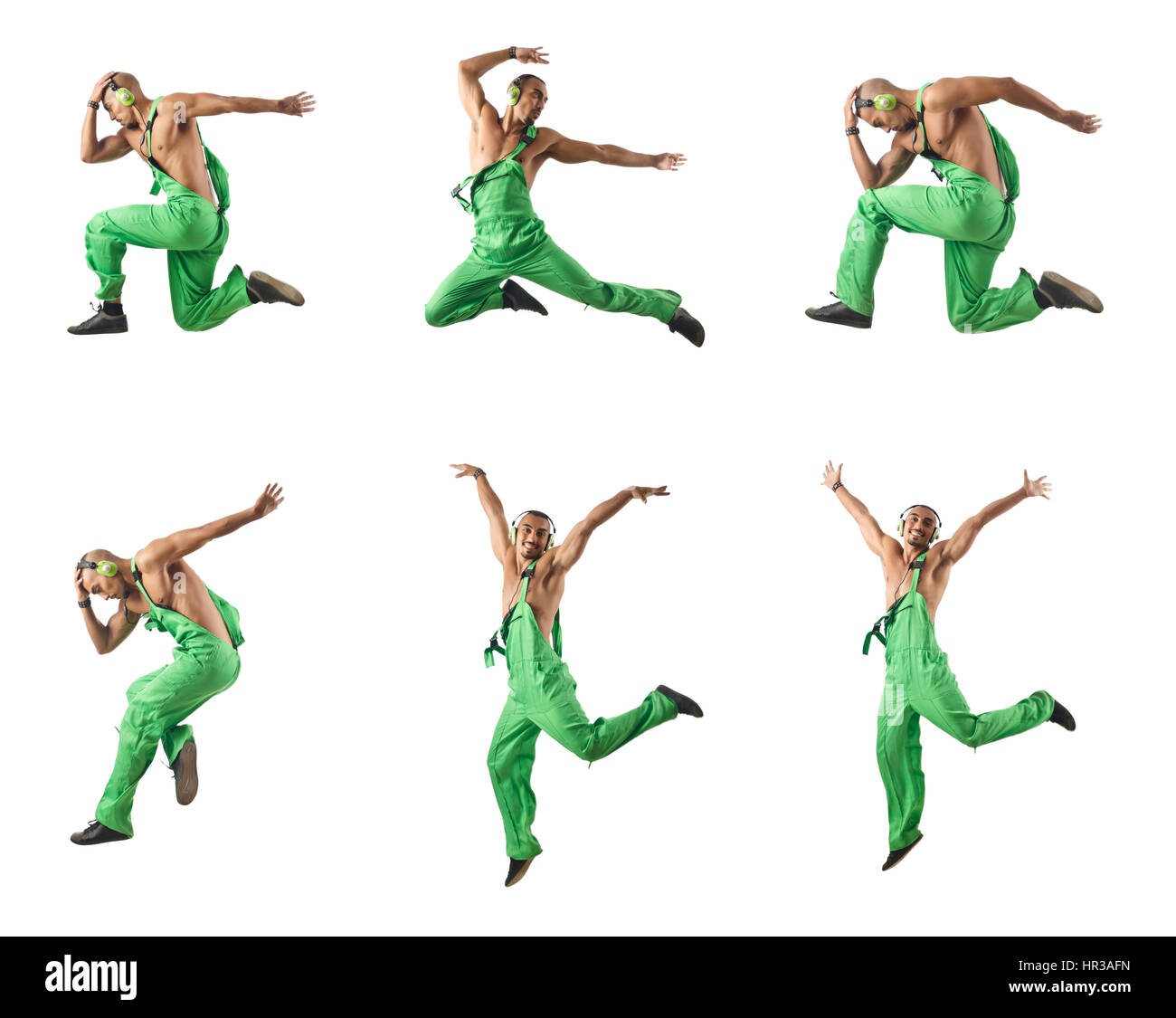 Construction worker jumping and dancing Stock Photo - Alamy