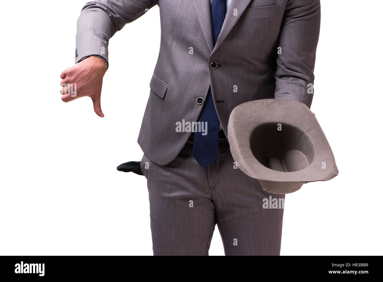 Bankrupt businessman isolated on white background Stock Photo - Alamy