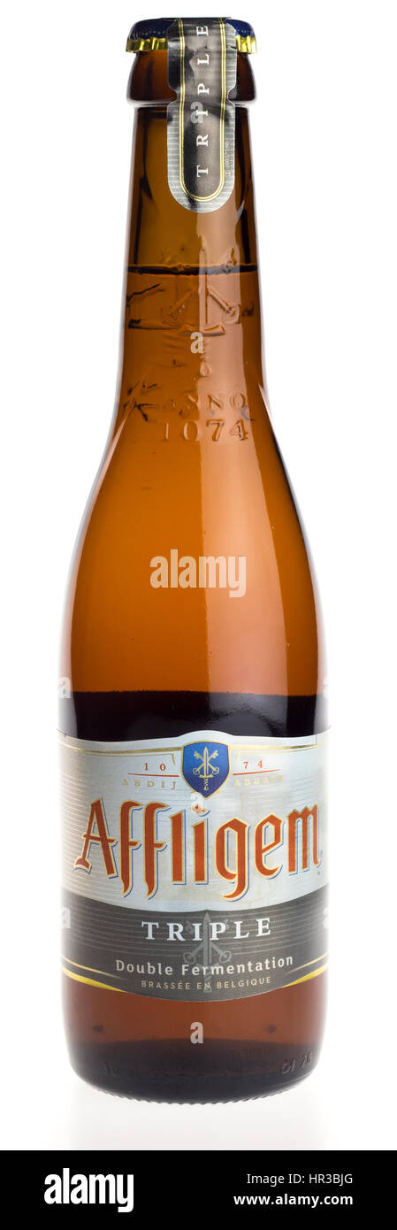 Belgian beer Affligem Triple isolated on white background Stock Photo ...