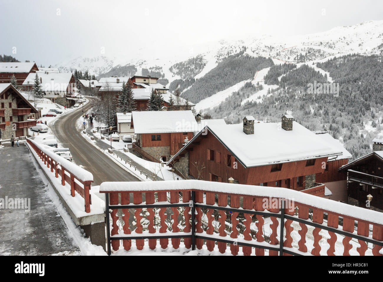 Meribel ski resort after snow storm Stock Photo - Alamy