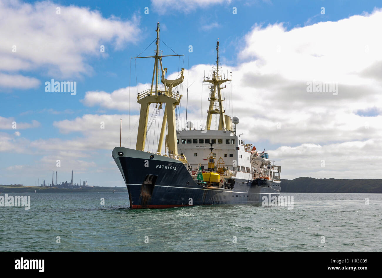 Trinity House ship Patricia anchored in Milford Haven on a summers day ...