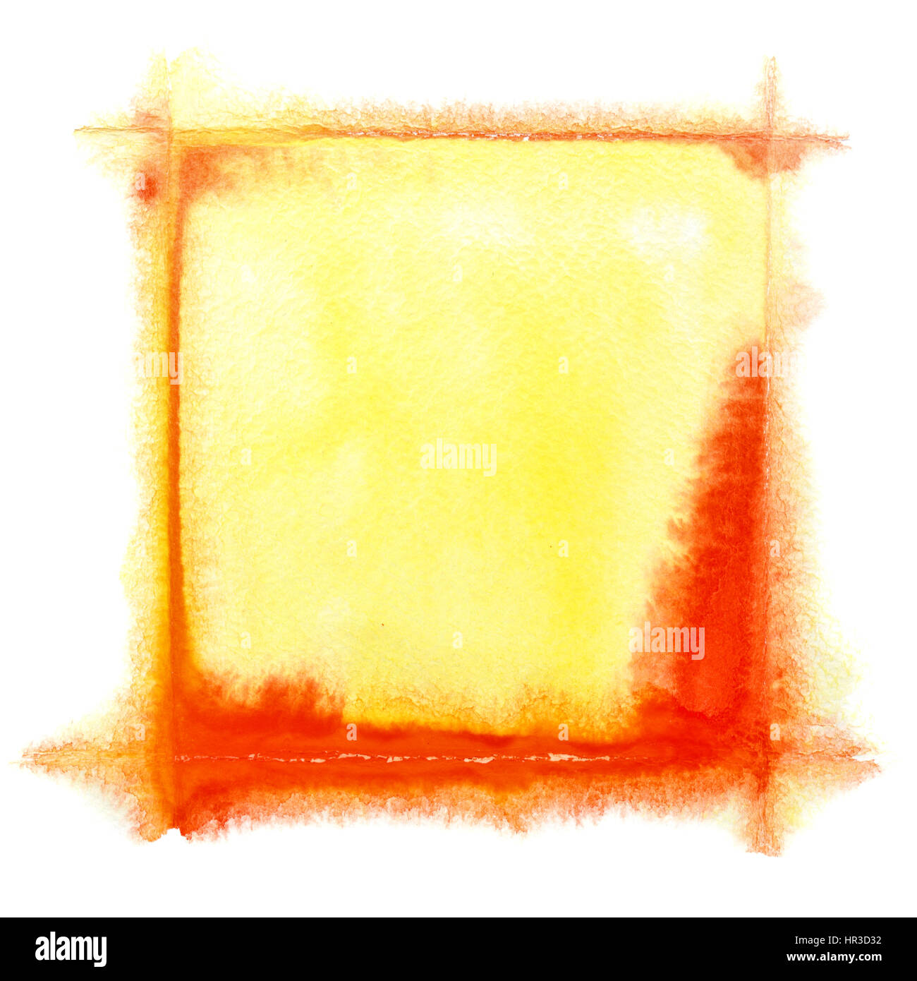 Yellow - red square watercolor frame - space for your own text Stock ...