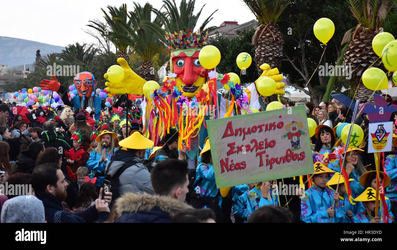 Nafplio, Greece, 26th February 2017.With the slogan "Mascarata no ...