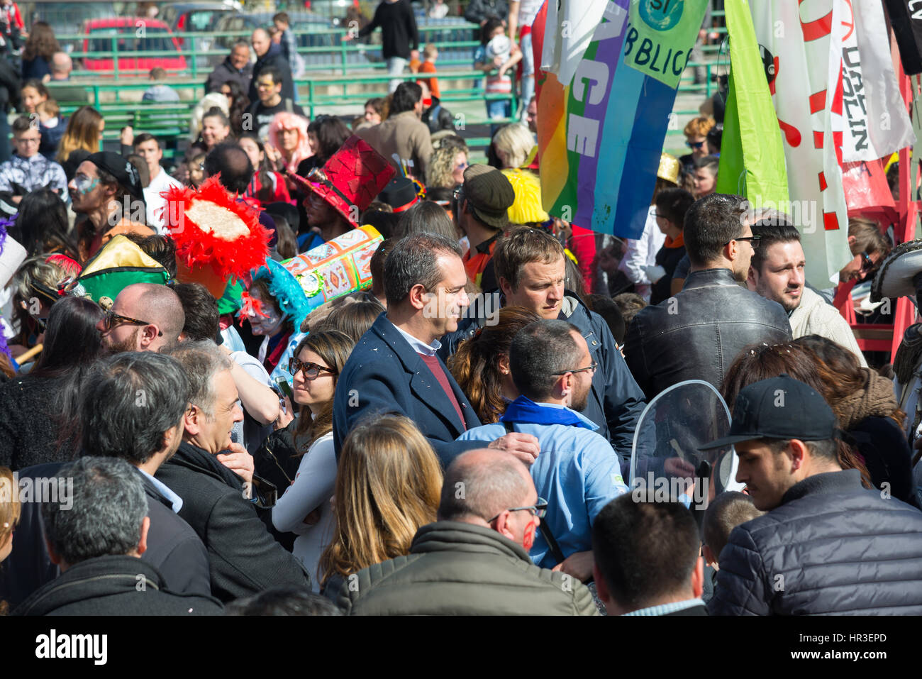 Naples, Italy -February 26, 2017: 35th carnival in Scampia GRIDAS of a ...