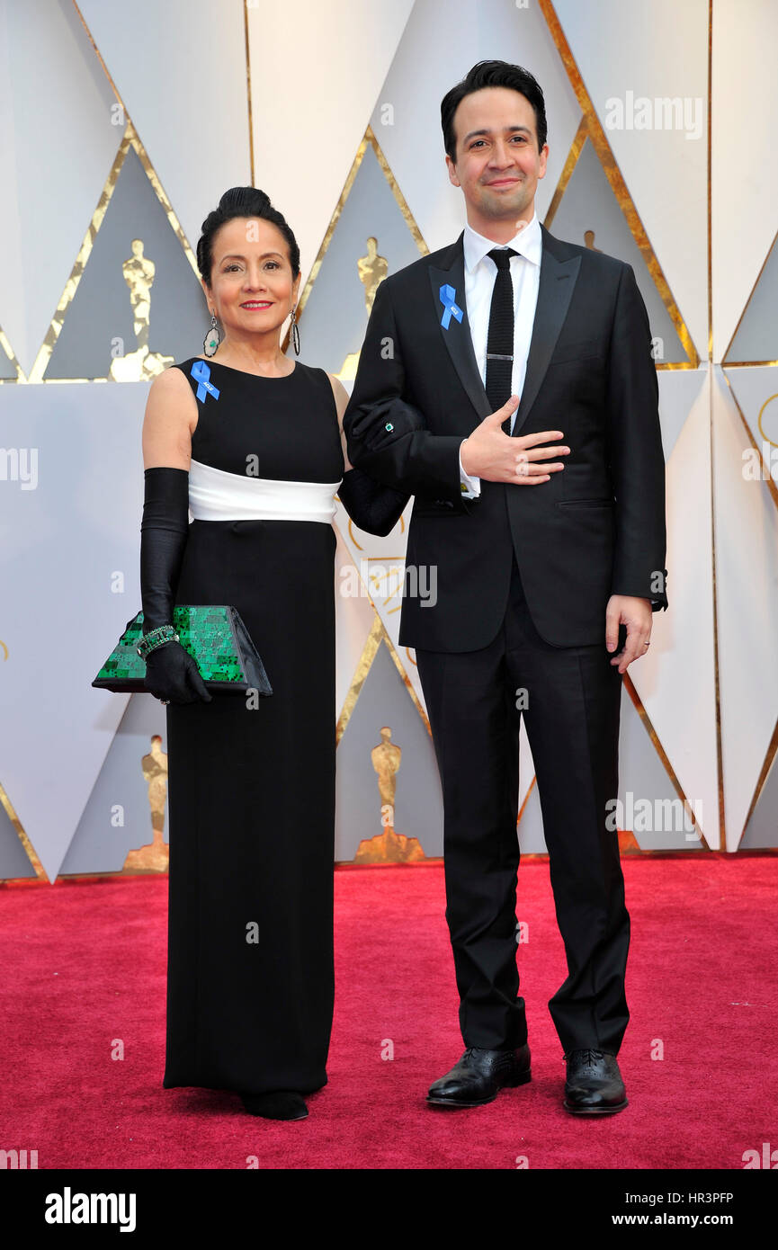 LOS ANGELES, CA - FEBRUARY 26: Luz Towns-Miranda and Lin-Manuel Miranda ...