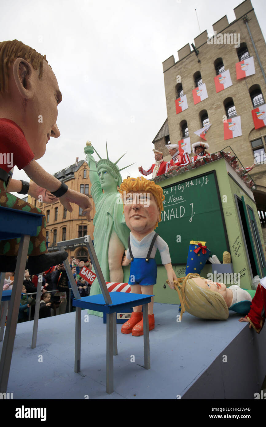 Cologne, Germany. 27th Feb, 2017. A topical float on US-President ...