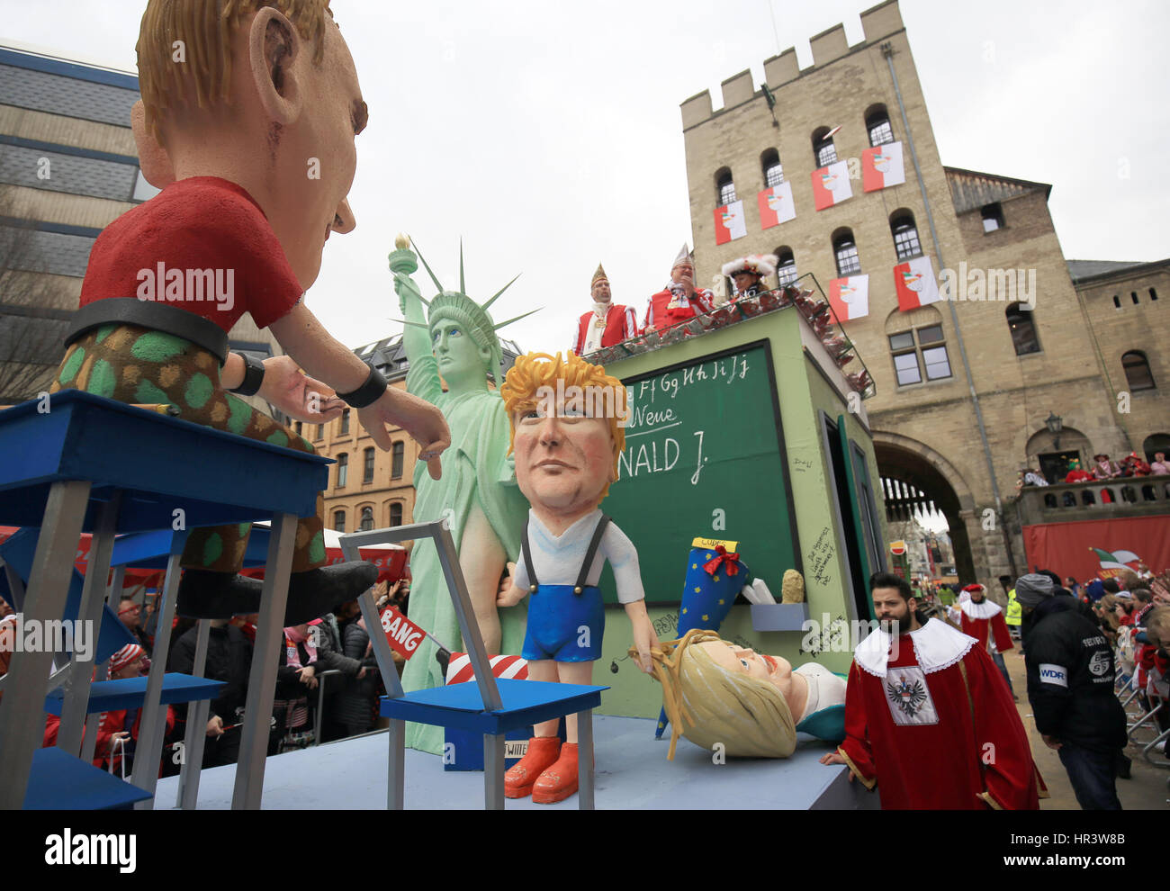 Cologne, Germany. 27th Feb, 2017. A topical float on US-President ...