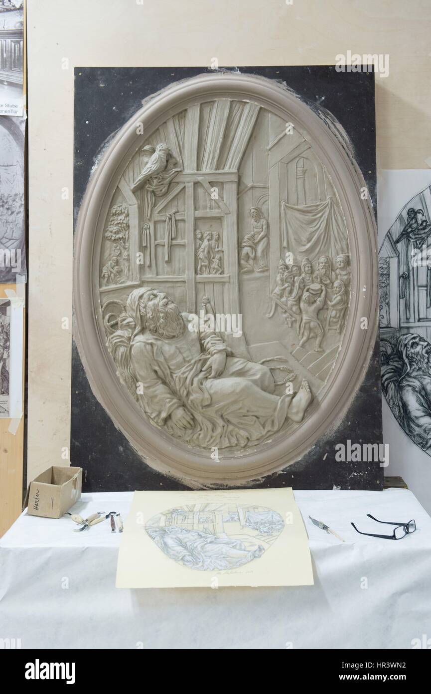Ottendorf-Okrilla, Germany. 22nd Feb, 2017. An oval relief of the ...
