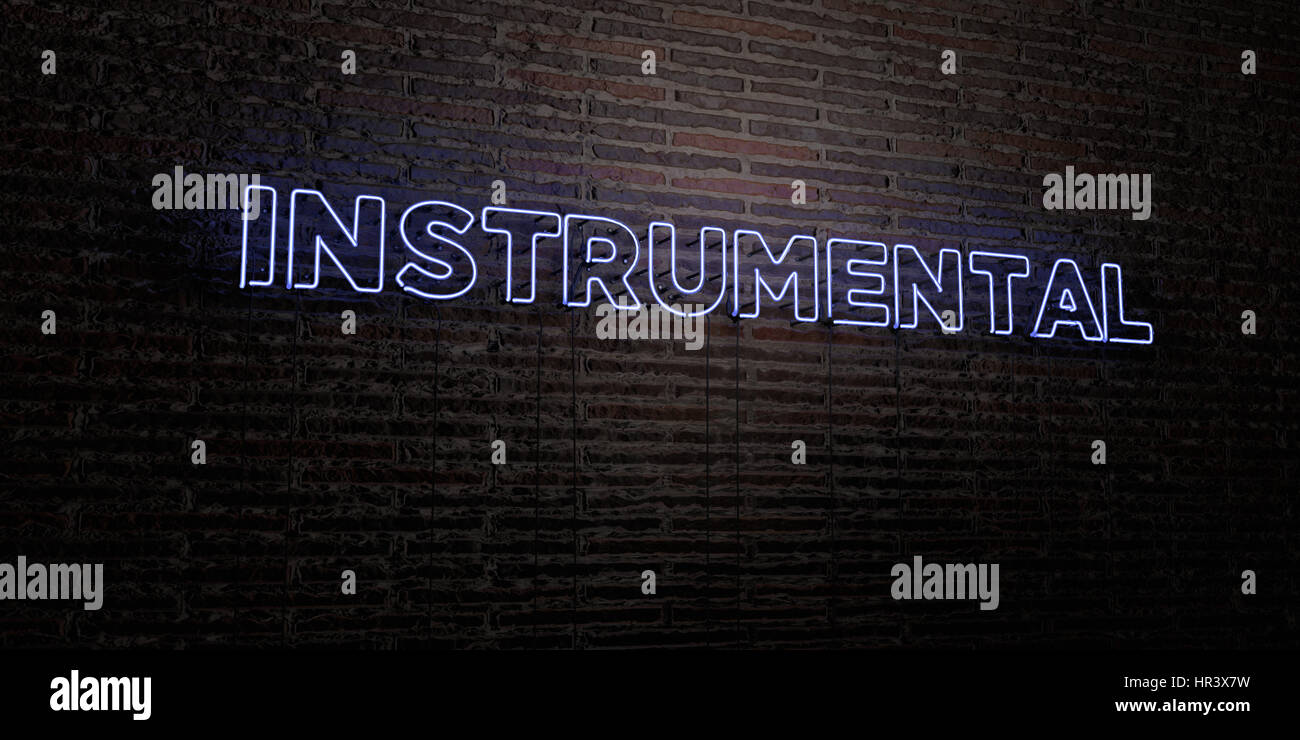 INSTRUMENTAL -Realistic Neon Sign on Brick Wall background - 3D ...